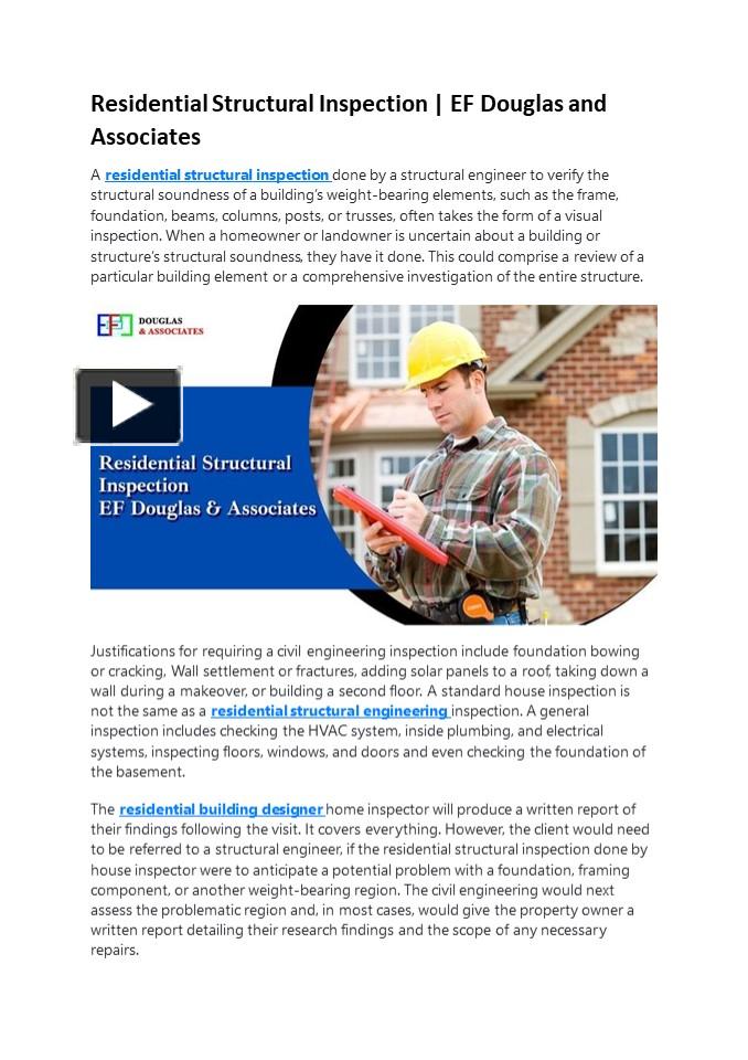 PPT – Residential Structural Inspection | EF Douglas & Associates ...