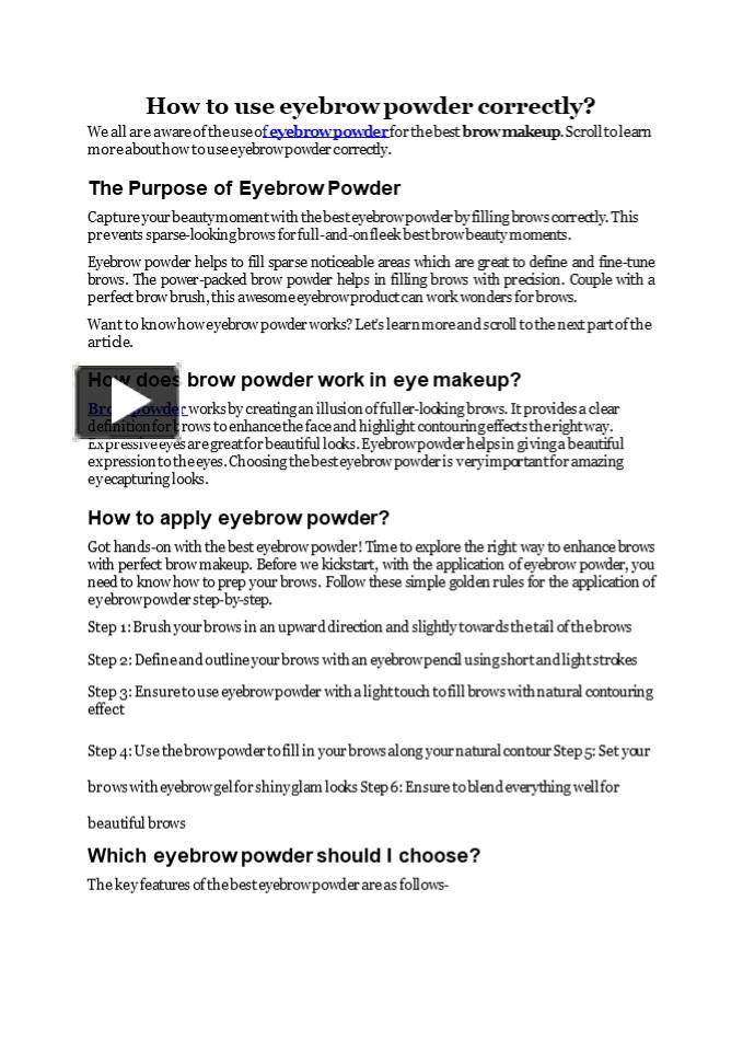 How to use eyebrow powder correctly presentation | free to download