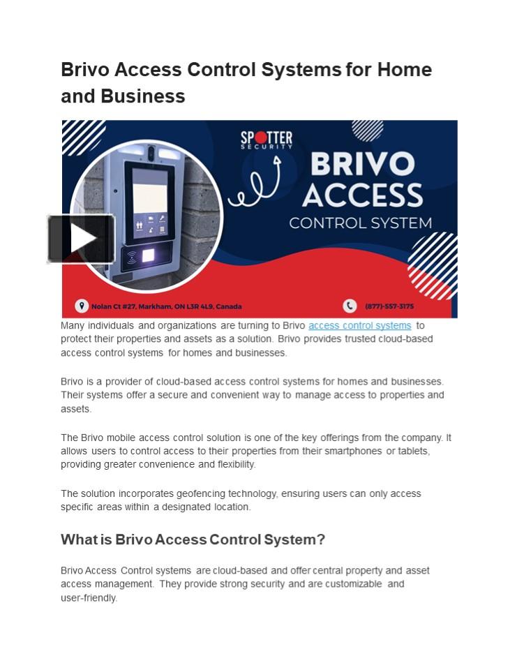 Brivo Access Control presentation | free to download