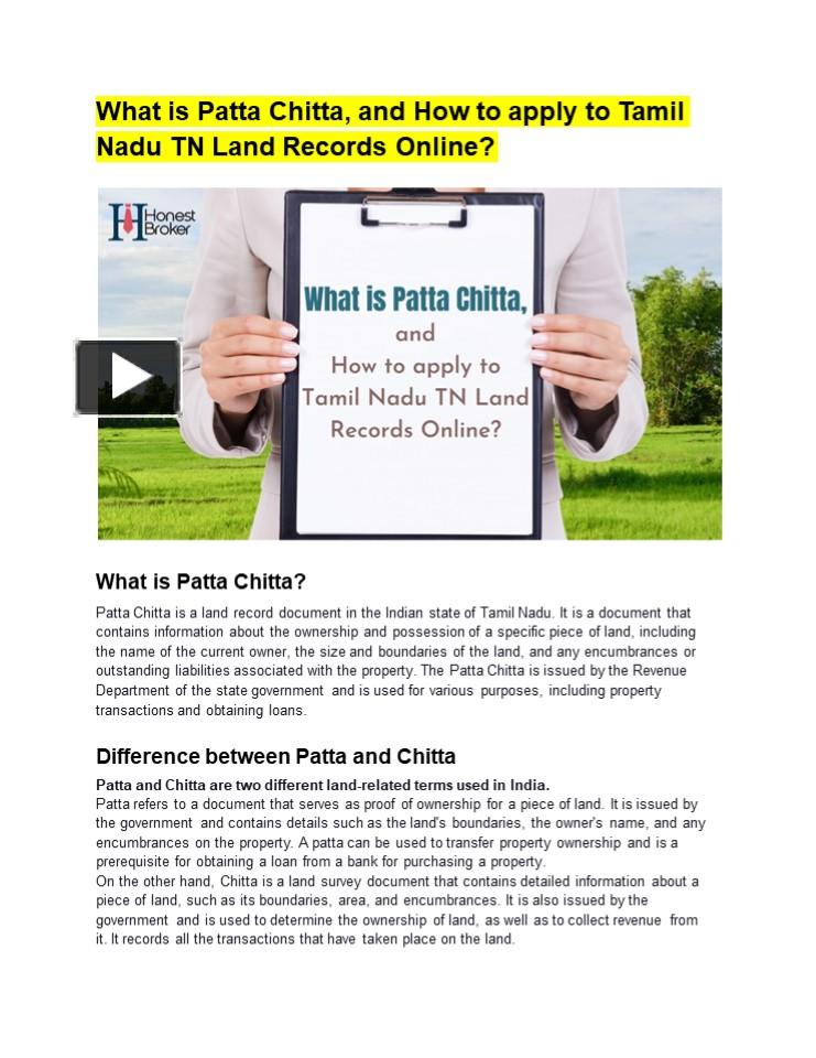 PPT – Get to Know complete information about Patta Chitta in Details ...