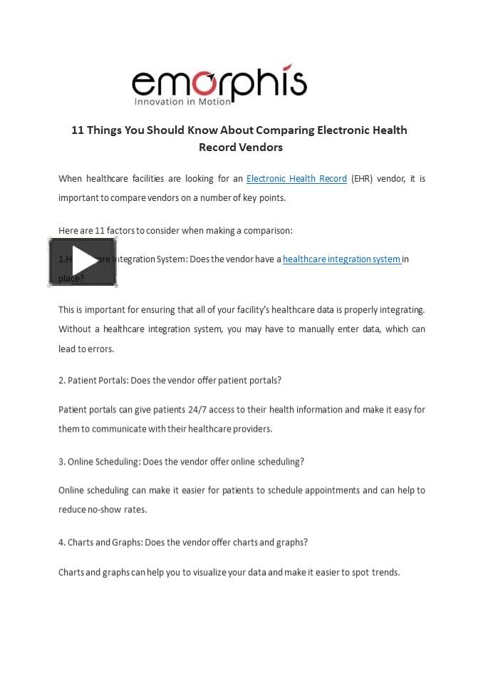 PPT – How to compare Electronic Health Record Vendors? (1) PowerPoint ...
