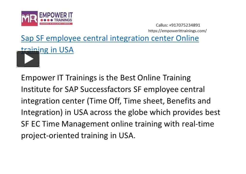 PPT – sap SF employee central integration center Online training in USA ...