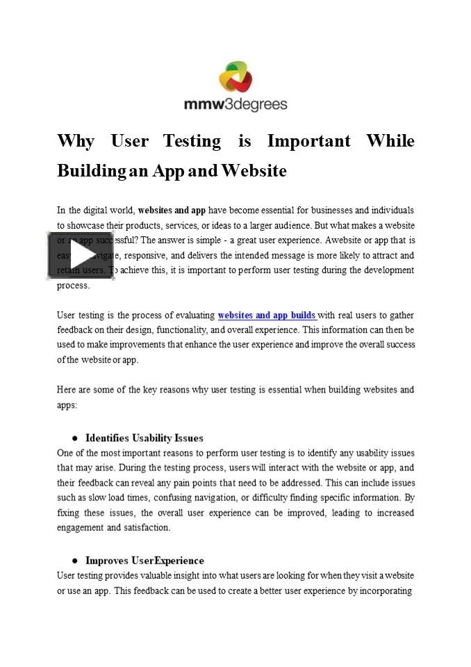 Why User Testing is Important While Building an App and Website ...