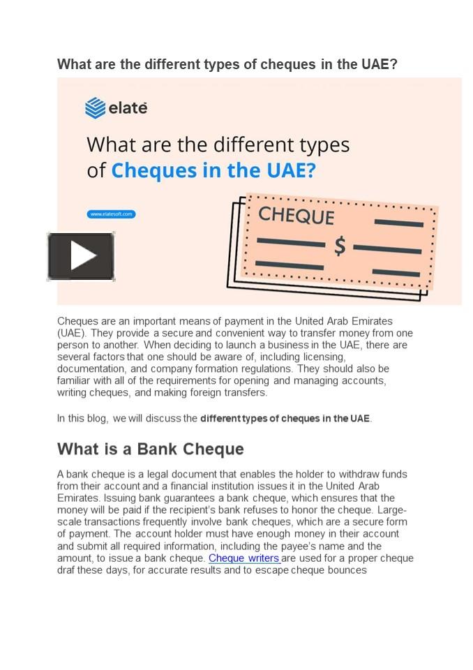 PPT – What are the different types of cheques in the UAE? PowerPoint ...