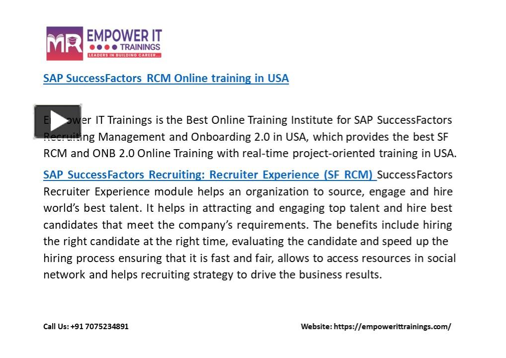 PPT – SAP SuccessFactors RCM Online training in USA ...