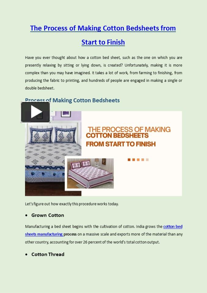 The Process of Making Cotton Bedsheets from Start to Finish ...