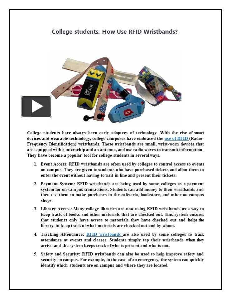 PPT – College students, how use RFID Wristbands? PowerPoint ...