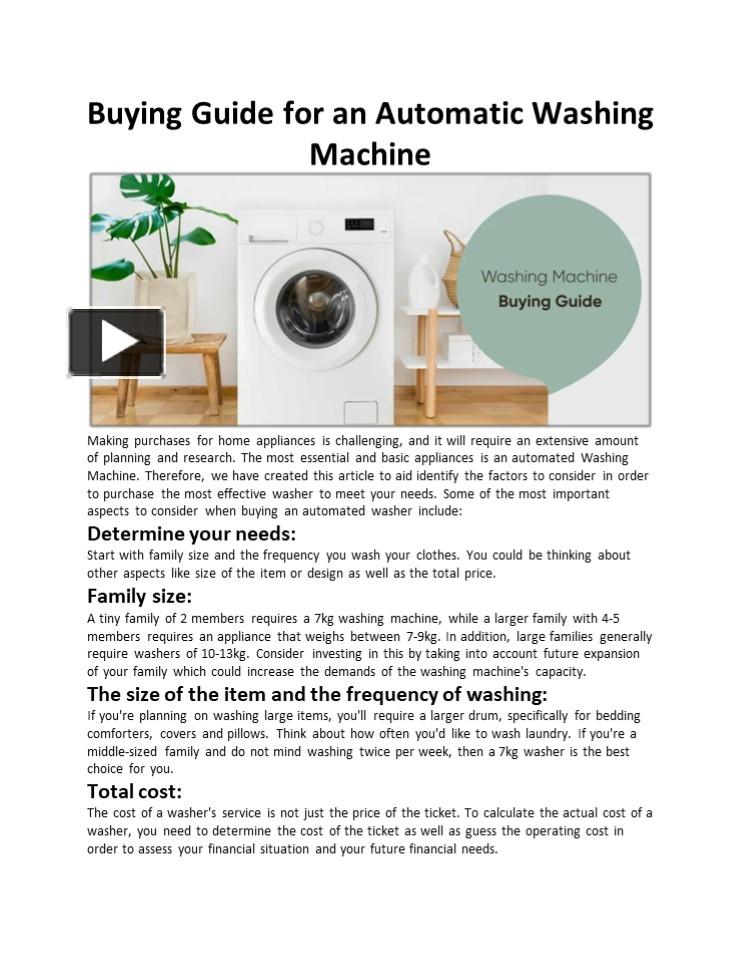 Buying Guide of Automatic washing machine presentation | free to download