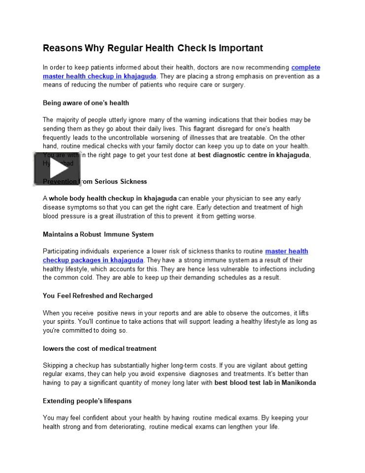 Reasons Why Regular Health Check Is Important presentation | free to ...