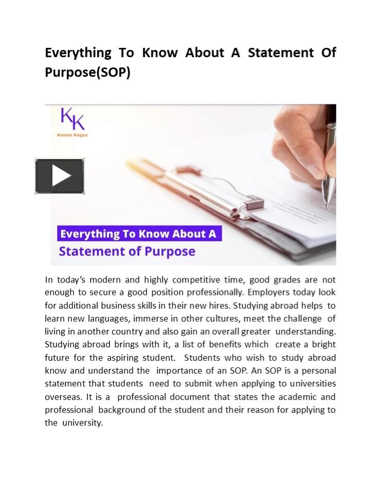 PPT – Everything To Know About A Statement Of Purpose (SOP) PowerPoint ...