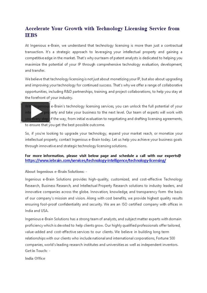 PPT – Accelerate Your Growth with Technology Licensing Service from ...
