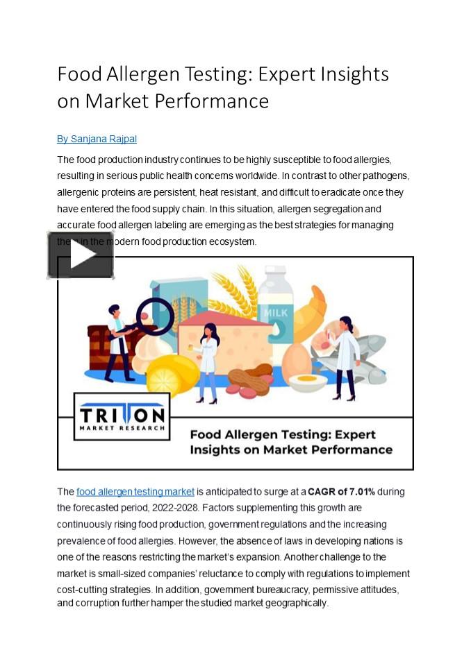 PPT – Food Allergen Testing: Expert Insights on Market Performance ...