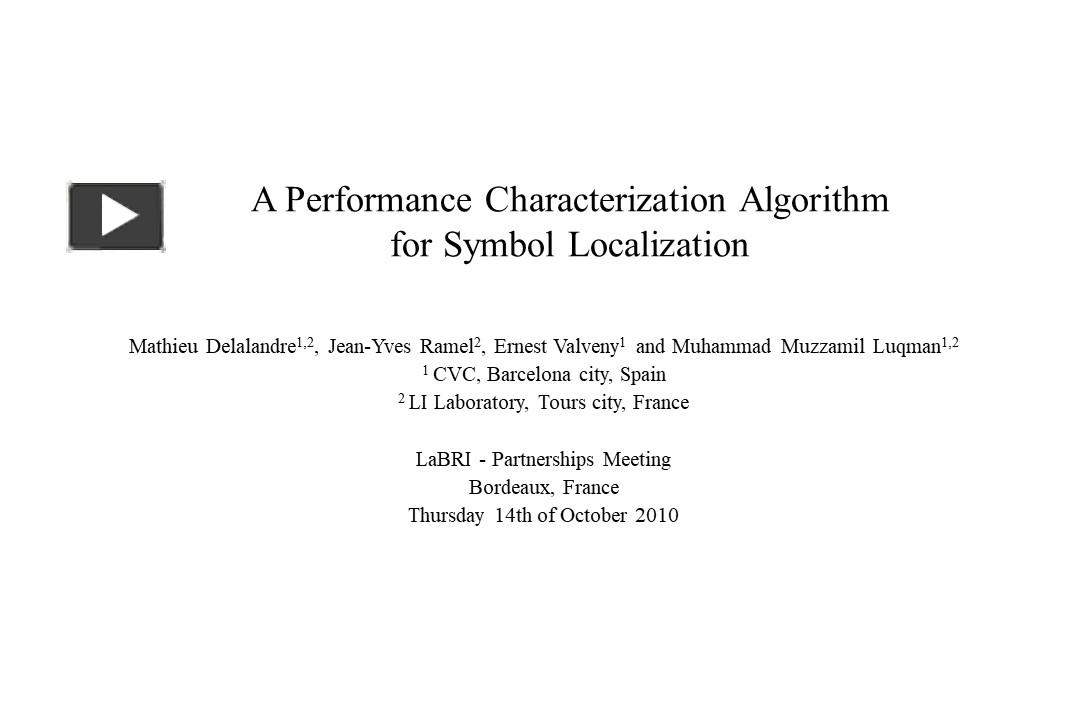 PPT – A Performance Characterization Algorithm for Symbol Localization ...