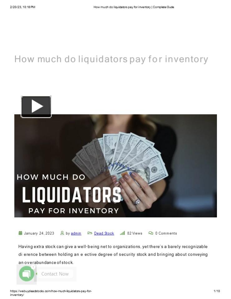 How much do liquidators pay for inventory presentation | free to download