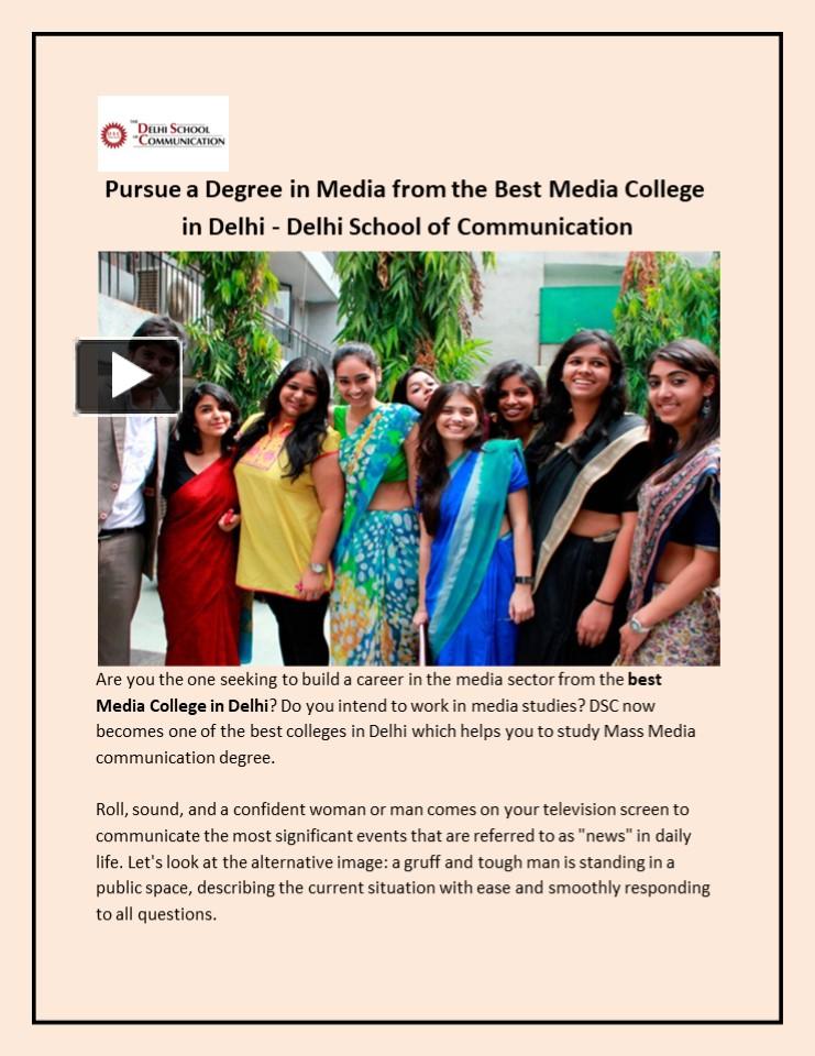 PPT – Best Media College in Delhi - Delhi School of Communication ...