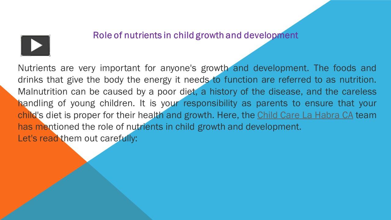 PPT – Role of nutrients in child growth and development PowerPoint ...