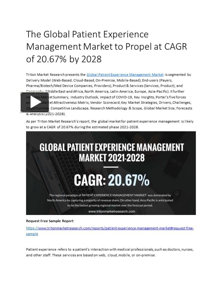 The Global Patient Experience Management Market to Propel at CAGR of 20 ...