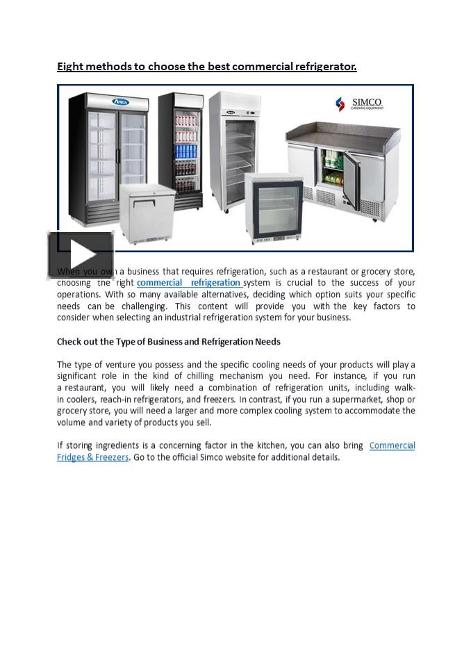PPT – Eight methods to choose the best commercial refrigerator ...