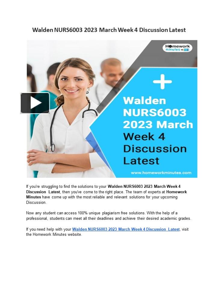 PPT – Walden NURS6003 2023 March Week 4 Discussion Latest PowerPoint ...