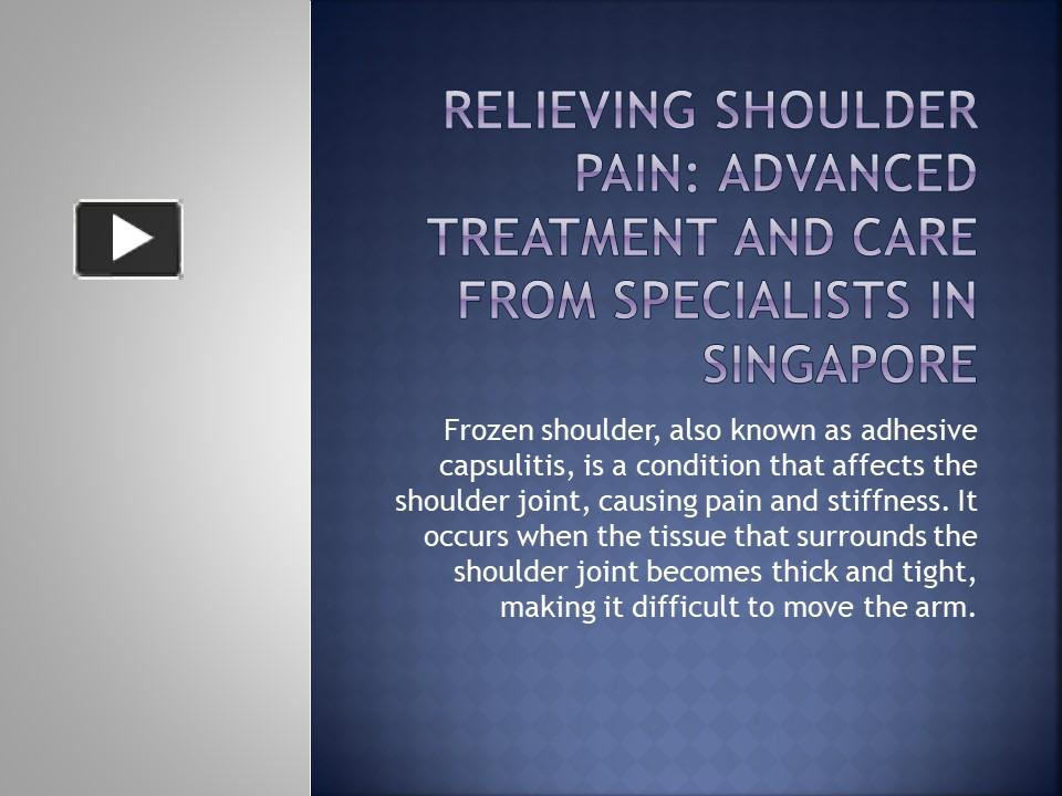 PPT – Relieving Shoulder Pain: Advanced Treatment and Care from ...