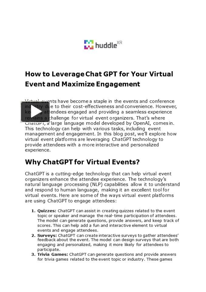How to Leverage Chat GPT for Your Virtual Event and Maximize Engagement ...
