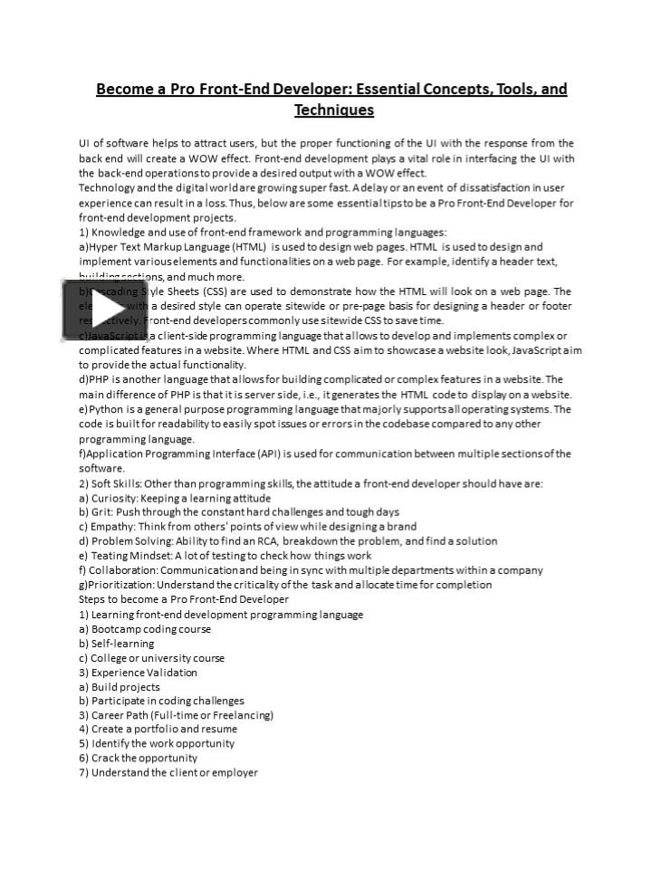 Master Front-End Development with Essential Concepts, Tools, and ...