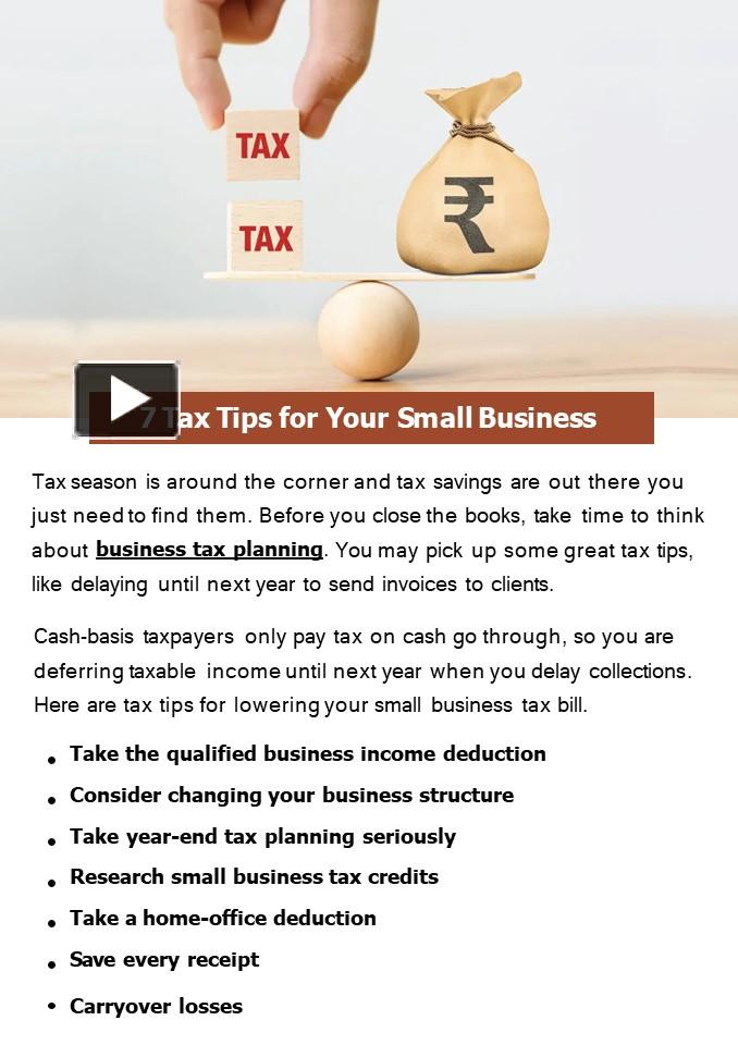 PPT – 7 Tax Tips for Your Small Business PowerPoint presentation | free ...
