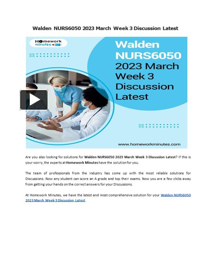 PPT – Walden NURS6050 2023 March Week 3 Discussion Latest PowerPoint ...