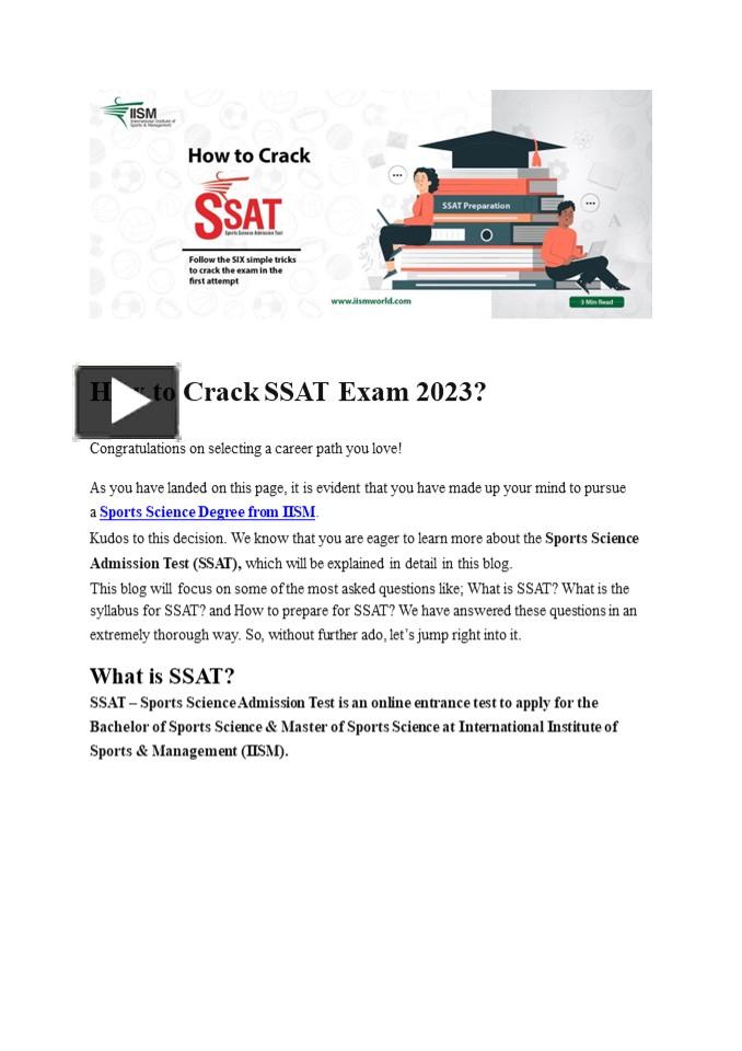 How to Crack SSAT Exam 2023? Sports Blog presentation | free to download