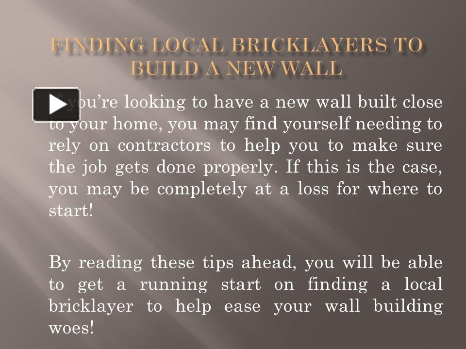 PPT – Finding Local Bricklayers to Build a New Wall (1) PowerPoint ...