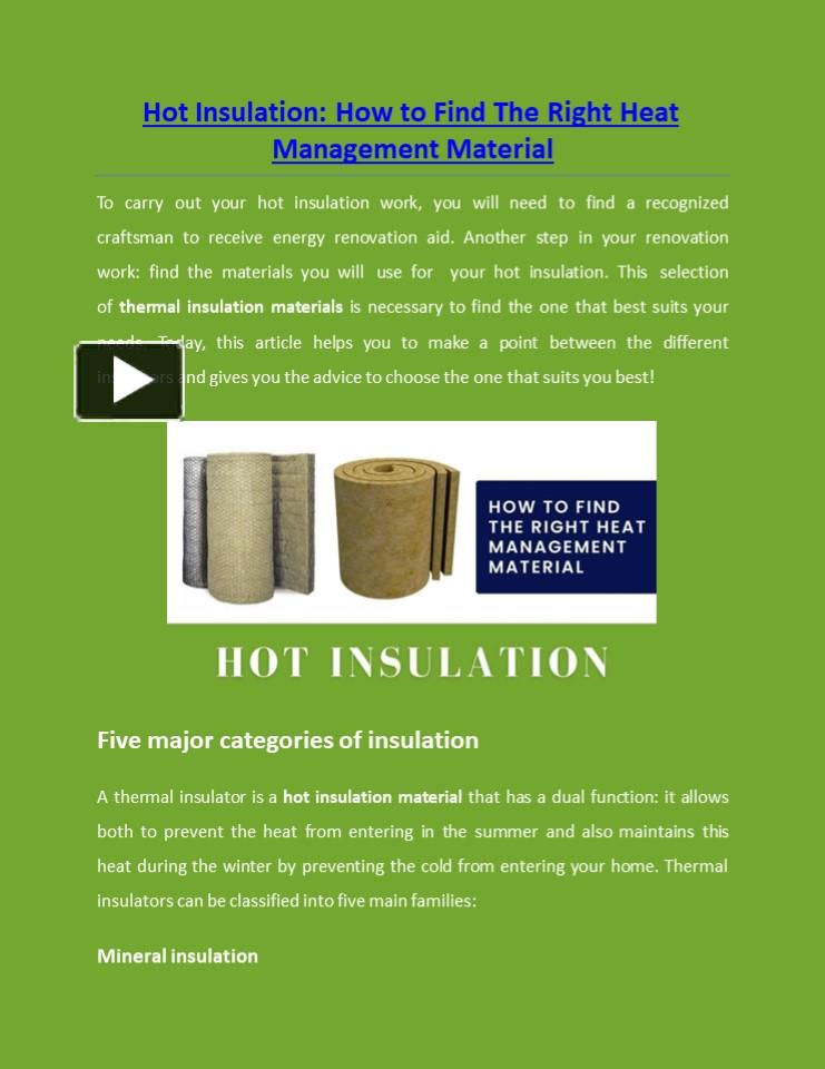 PPT – Hot Insulation: Find The Right Heat Management Material ...