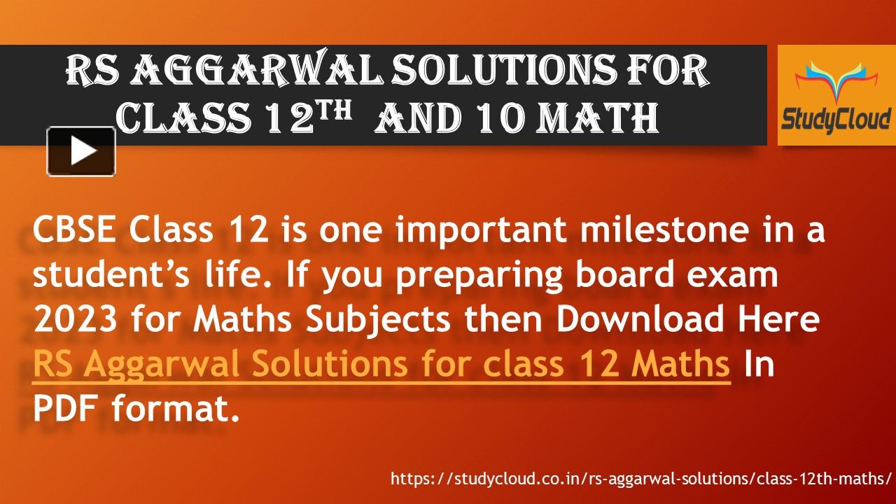 PPT – RS Aggarwal Solutions for class 12 And 10 PowerPoint presentation ...