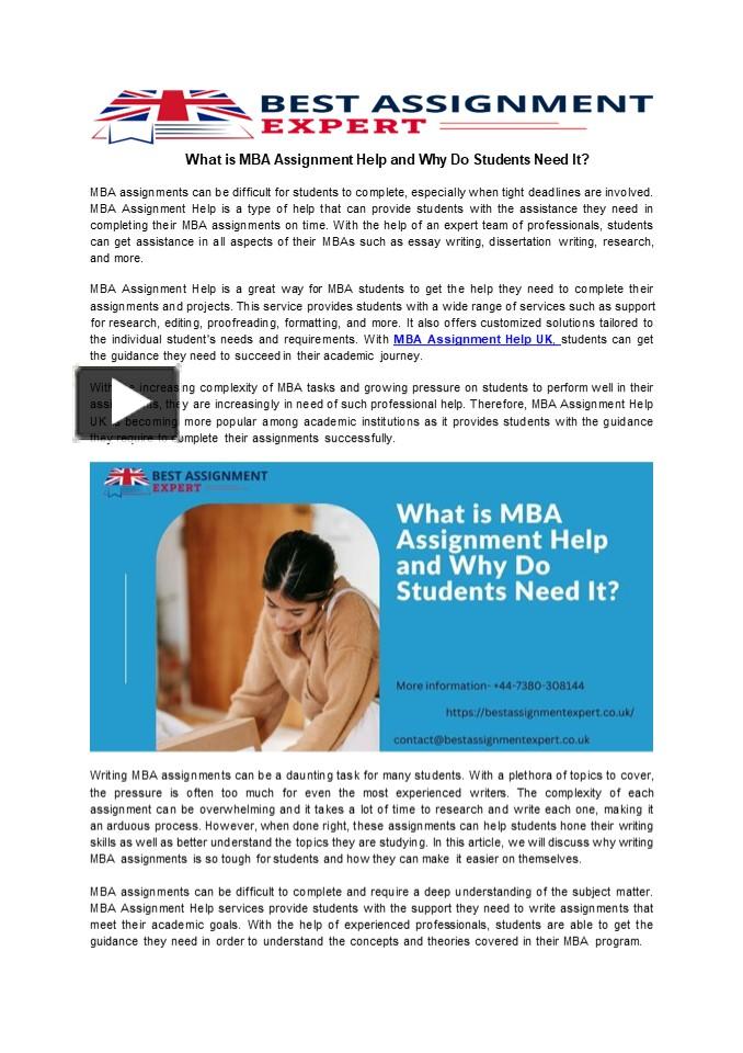 What is MBA Assignment Help and Why Do Students Need It? presentation ...