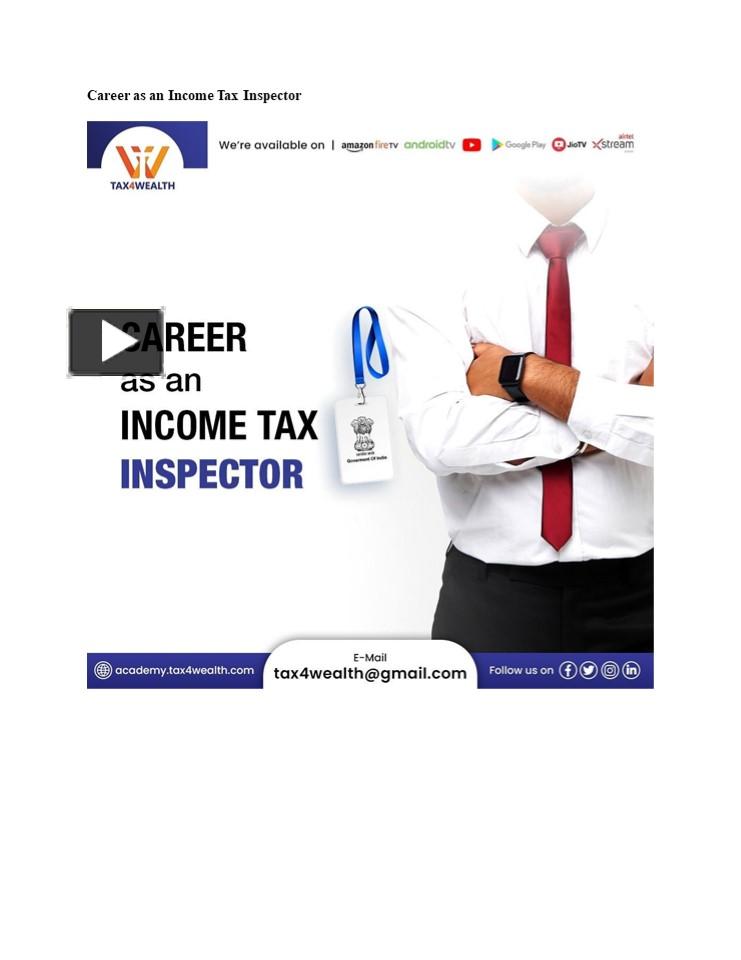 Career as an Income Tax Inspector | Academy Tax4wealth presentation ...