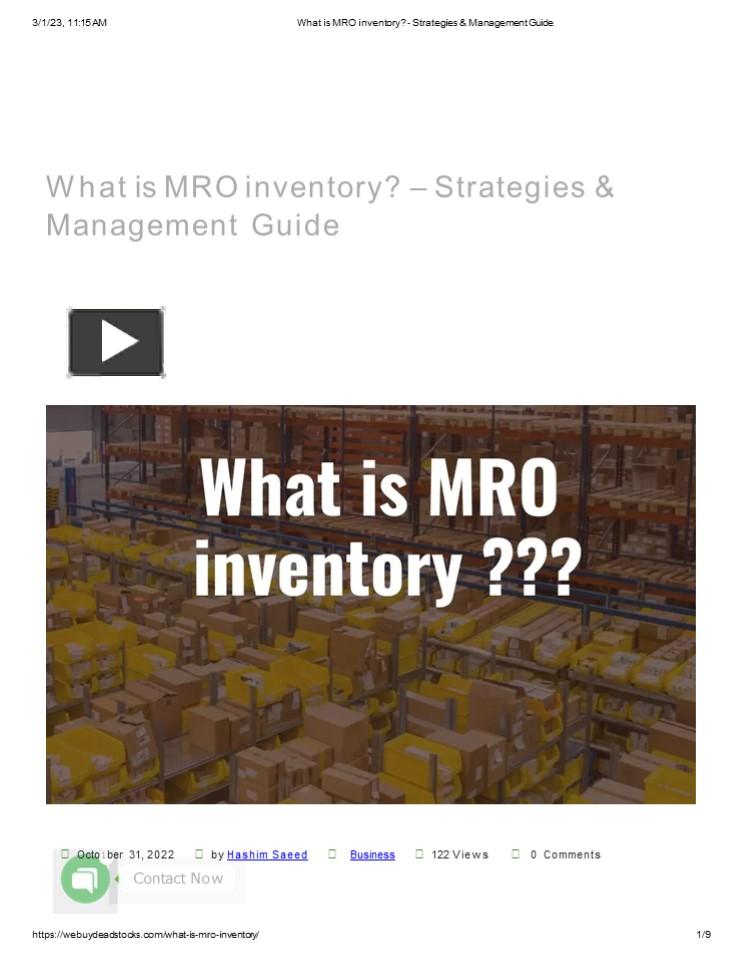 What is MRO inventory? – Strategies & Management Guid presentation ...