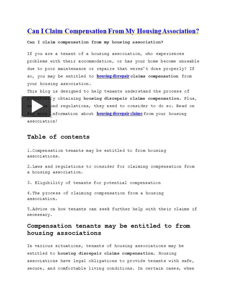 Can I claim compensation from my housing association? (1) presentation ...