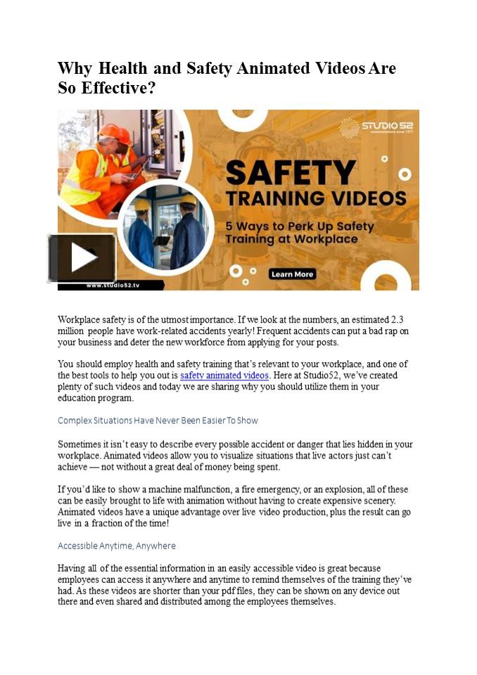 PPT – Why Health and Safety Animated Videos Are So Effective ...