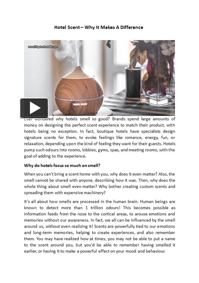 Hotel Scent – Why It Makes A Difference presentation | free to download