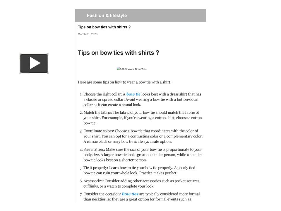 Tips on bow ties with shirts ? presentation | free to download