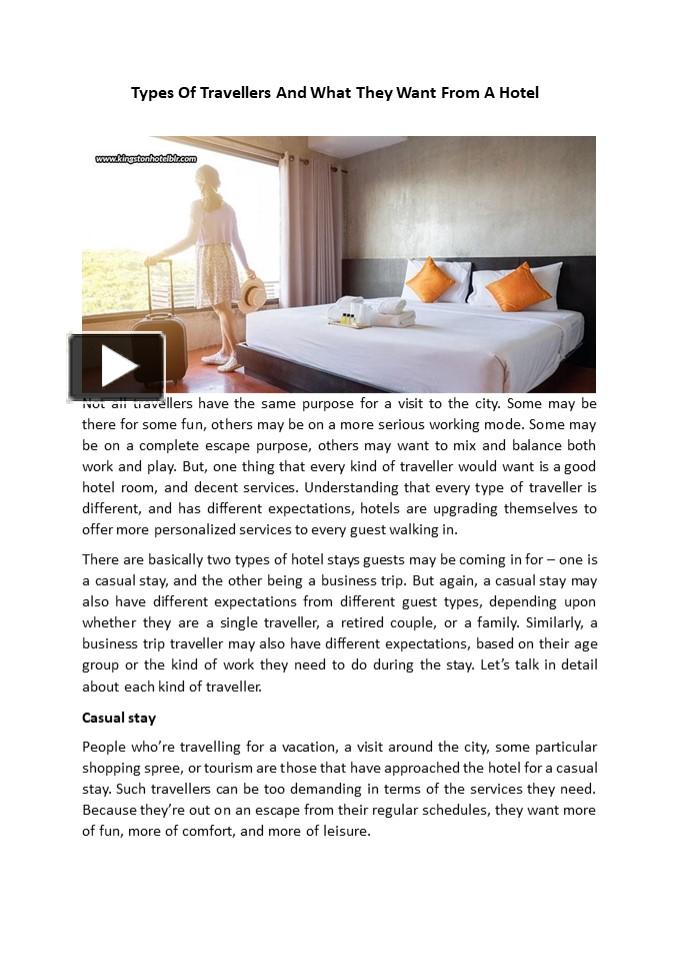 PPT – Types Of Travellers And What They Want From A Hotel PowerPoint ...