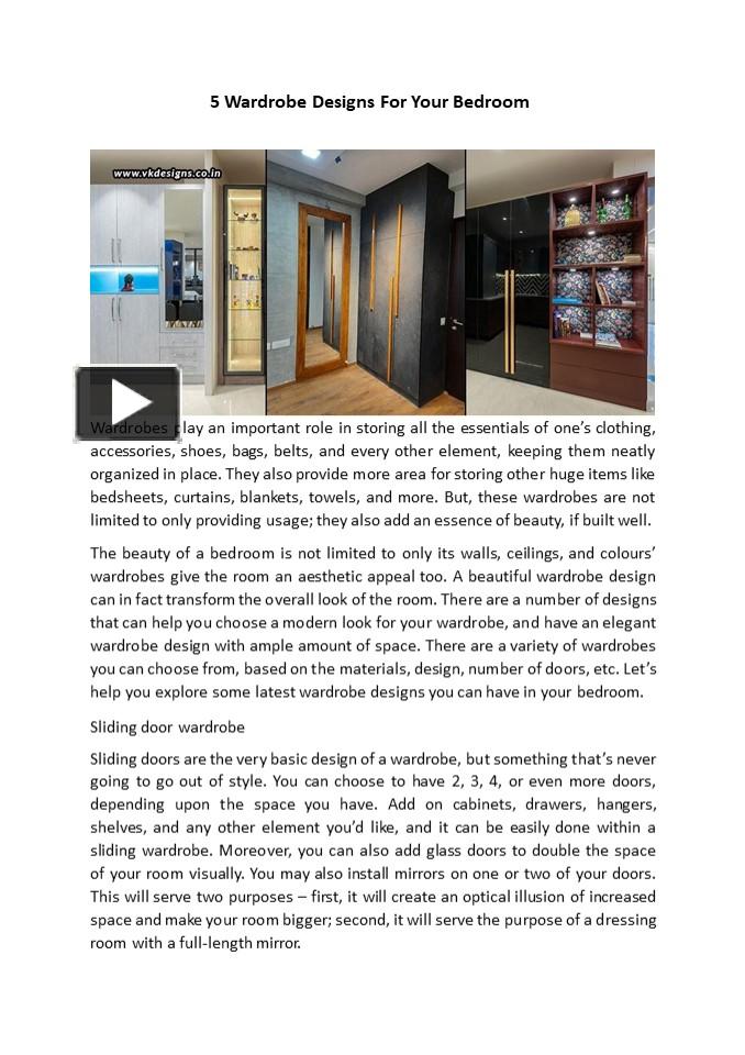 PPT – 5 Wardrobe Designs For Your Bedroom PowerPoint presentation ...