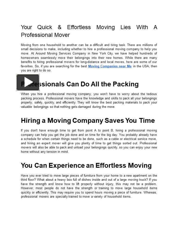 PPT – Your Quick & Effortless Moving Lies with a Professional Mover ...