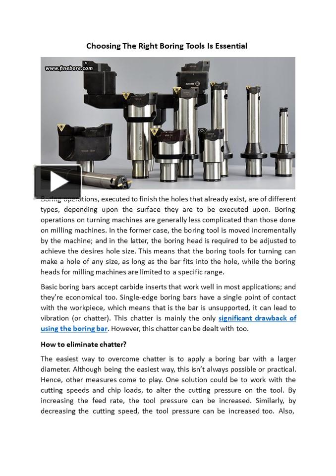 Choosing The Right Boring Tools Is Essential presentation | free to ...