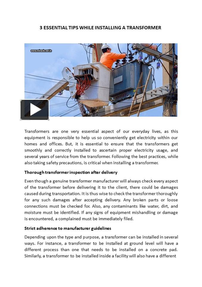PPT – 3 Essential Tips While Installing A Transformer PowerPoint ...