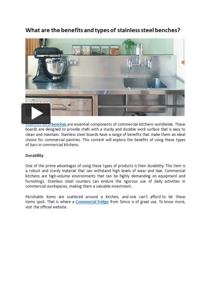 PPT – What are the benefits and types of stainless steel benches ...