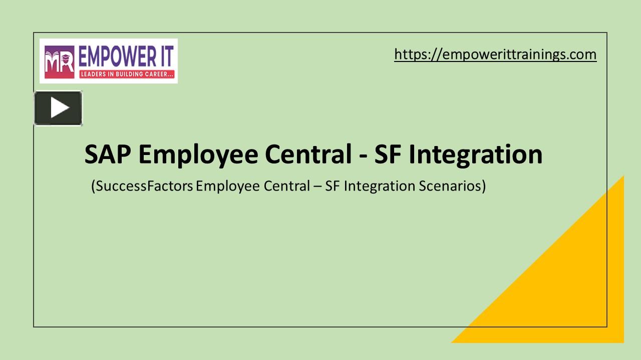 Sap SuccessFactors employee central integration center Online training ...
