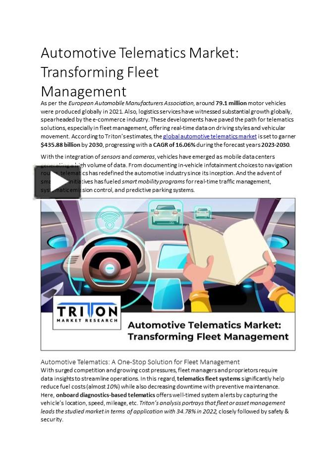 PPT – Automotive Telematics Market: Transforming Fleet Management ...