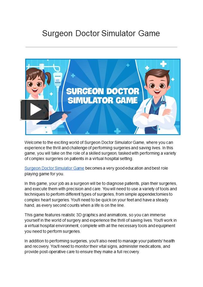 PPT – Surgeon Doctor Simulator Game - The Real Doctor Game! PowerPoint ...