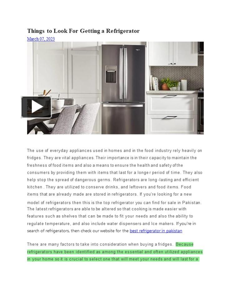 Things to Look For Getting a Refrigerator presentation | free to download