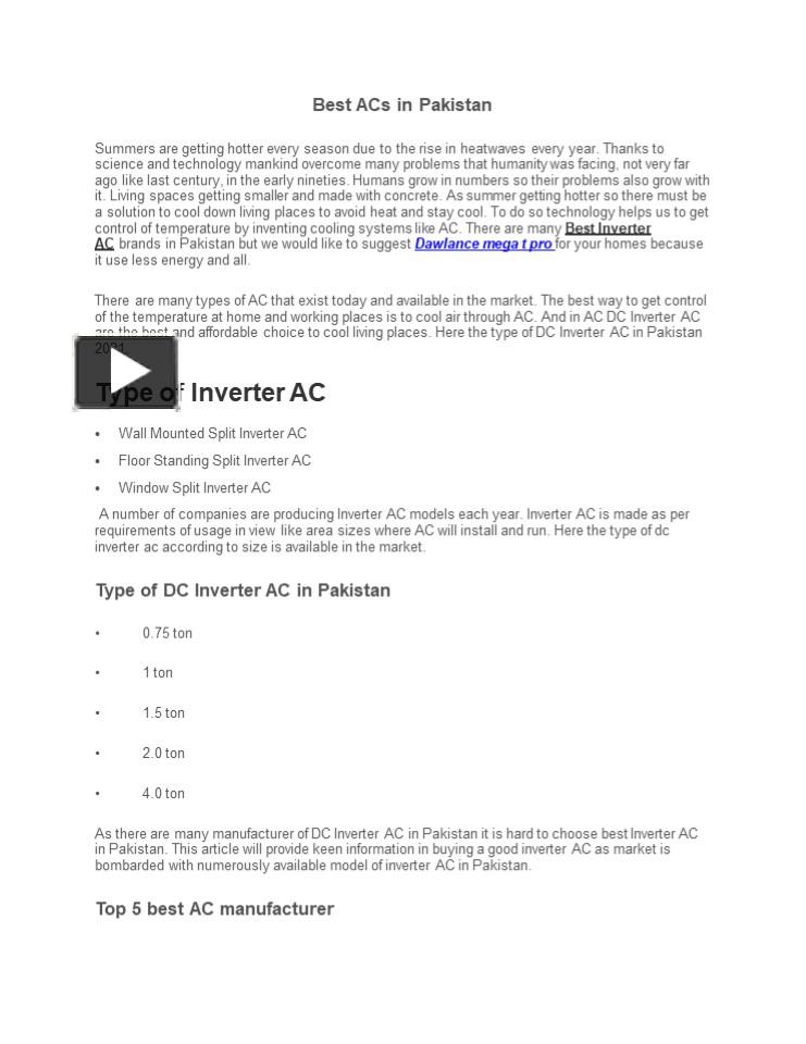 PPT – Best ACs in Pakistan PowerPoint presentation | free to download ...